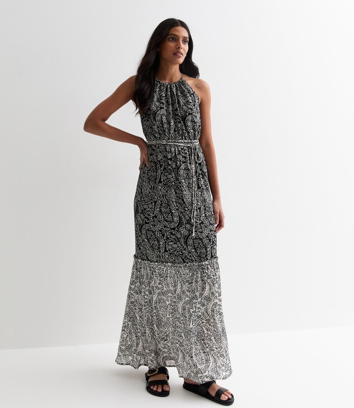 Gini London Black Abstract Print Halter Maxi Dress - ShopStyle