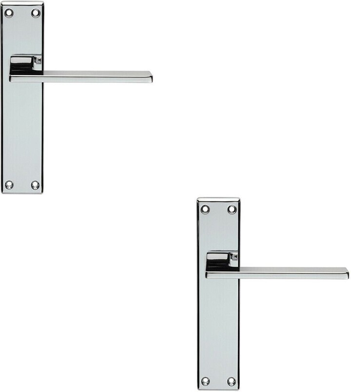 Loops 2x Flat Straight Lever on Latch Backplate Door Handle 180 x 40mm ...