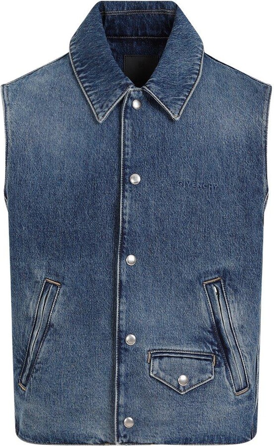 Givenchy Logo Embroidered Denim Vest - ShopStyle Outerwear