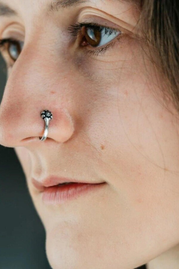 The Colourful Aura Round Tiny Oxidized Silver Non Pierced Clip On ...