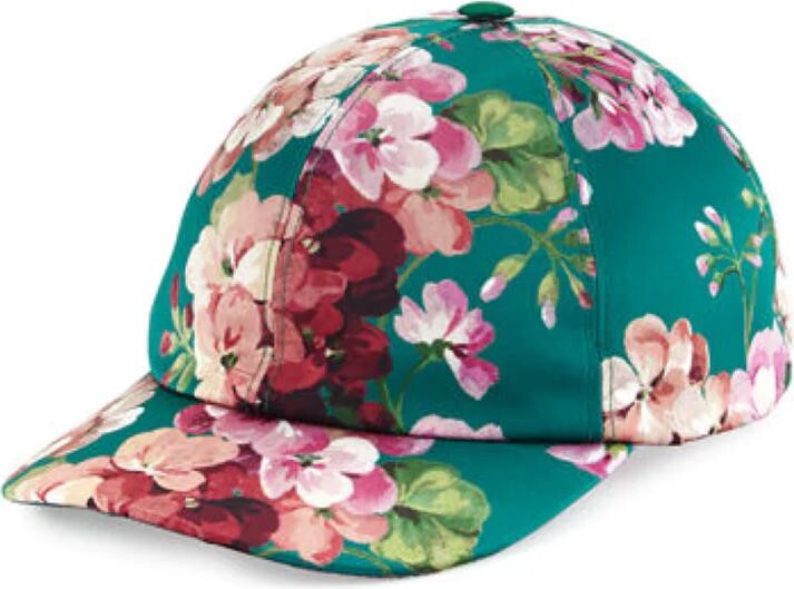 Gucci Blooms green silk baseball cap - ShopStyle Hats