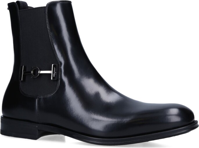 Ferragamo Leather Perth Gancho Chelsea Boots - ShopStyle