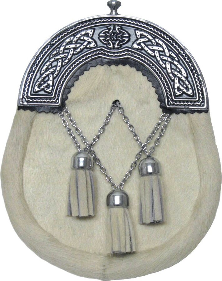 Tartanista Sporran Mens White Cowhide Enamelled Celtic Dress Scottish ...