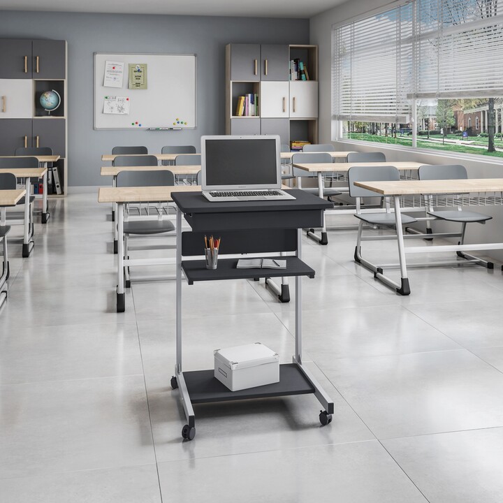 NINEDIN Compact Computer Desk Cart for Small Spaces Work Workstation ...