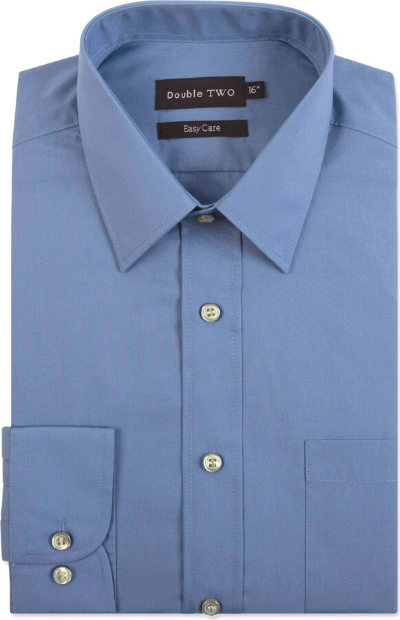 Double Two Men's Cornflower Classic Cotton Blend Long Sleeve Shirt ...