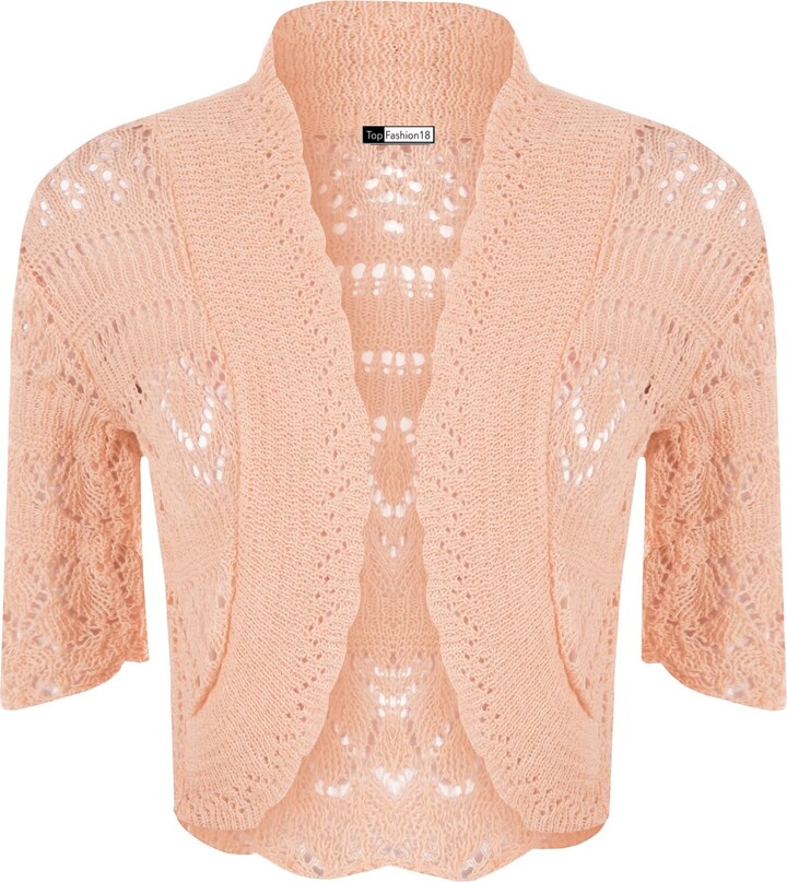 Top Fashion18 Ladies Plus Crochet Knitted Short Sleeve Bolero Cardigan ...