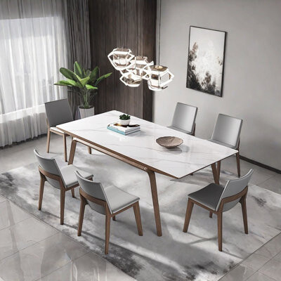 Sleek Surface Designs Luxurious ash wood sintered stone table chairs ...