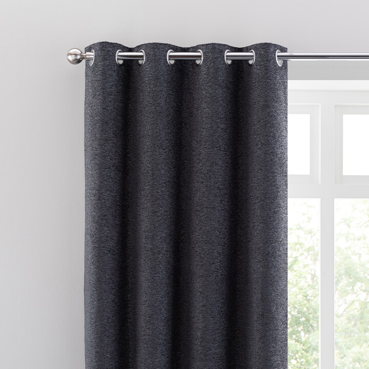 Dunelm Textured Chenille Graphite Eyelet Curtains Graphite (Grey ...