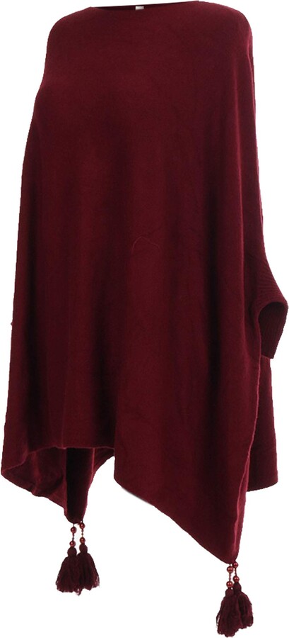 Storm Island Si007 Womens Italian Boxy Batwing Tassels Poncho Ladies