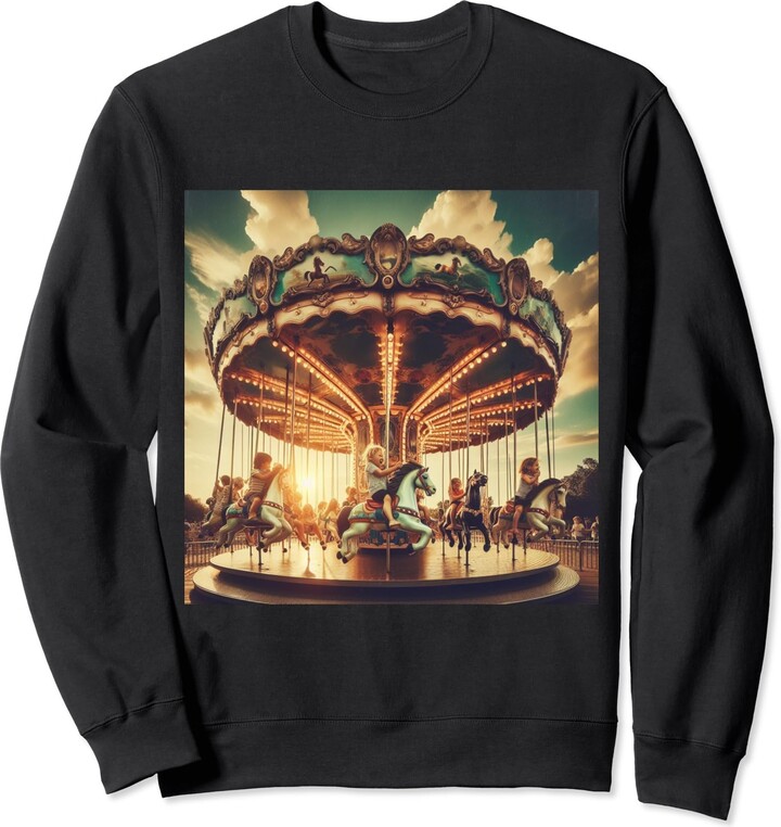 Clever Witty Carousel Designs Horror Scary Carousels Carousel Carnival Amusement Park Sweatshirt ...