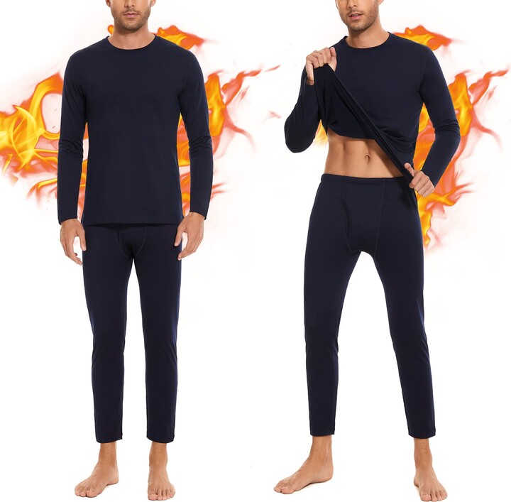 SIMIYA Thermal Underwear Set for Men Long Johns with Fleece Lined Long ...