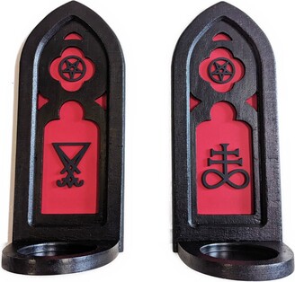 Etsy Satanic Wall Sconce, Red Background | Gothic/Satanic Decor ...