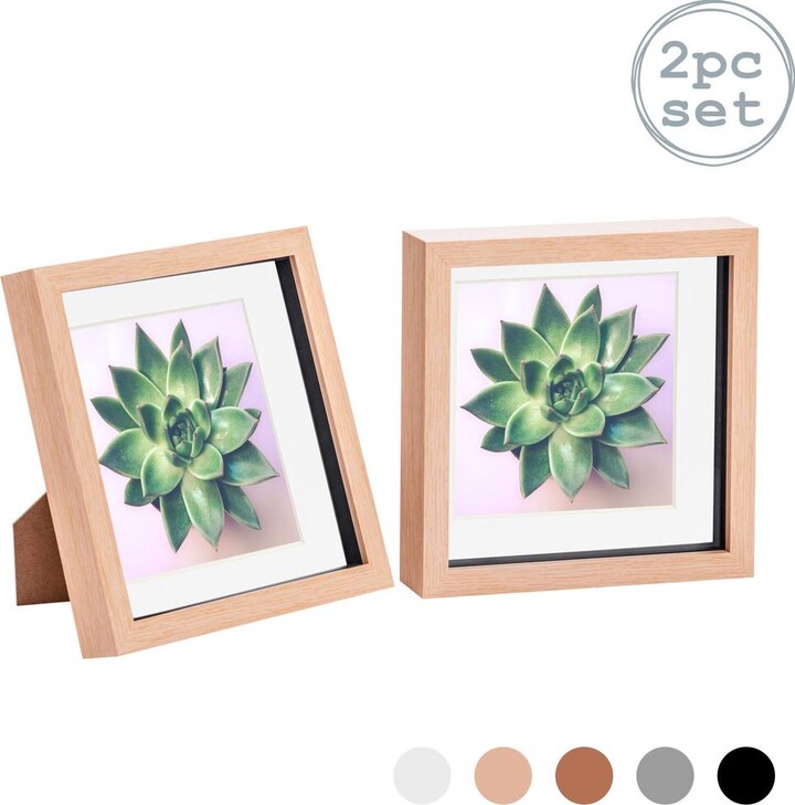 Nicola Spring 3D Box Photo Frames - 8 x 8" with 6 x 6" Mount - Grey ...