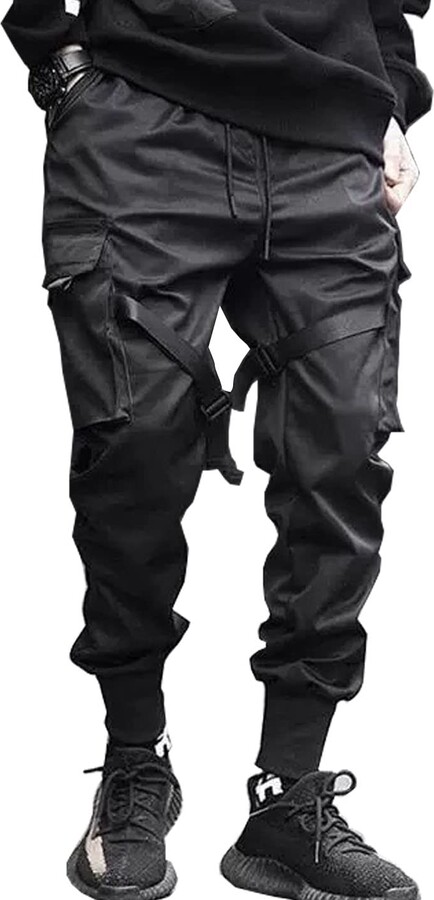 Ambcol Men's Joggers Punk Cargo Baggy Techwear Hip Hop Harem Streetwear ...