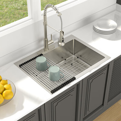 Lordear 33" L x 22" W Drop-in Kitchen Sink 16 Gauge Stainless Steel ...