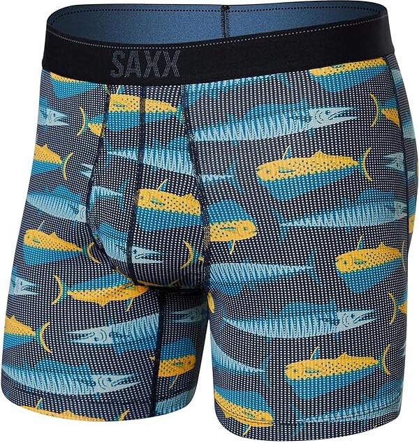 SAXX UNDERWEAR Quest Boxer Brief Fly (Mahi Mahi Wahoo/Black) Men's ...