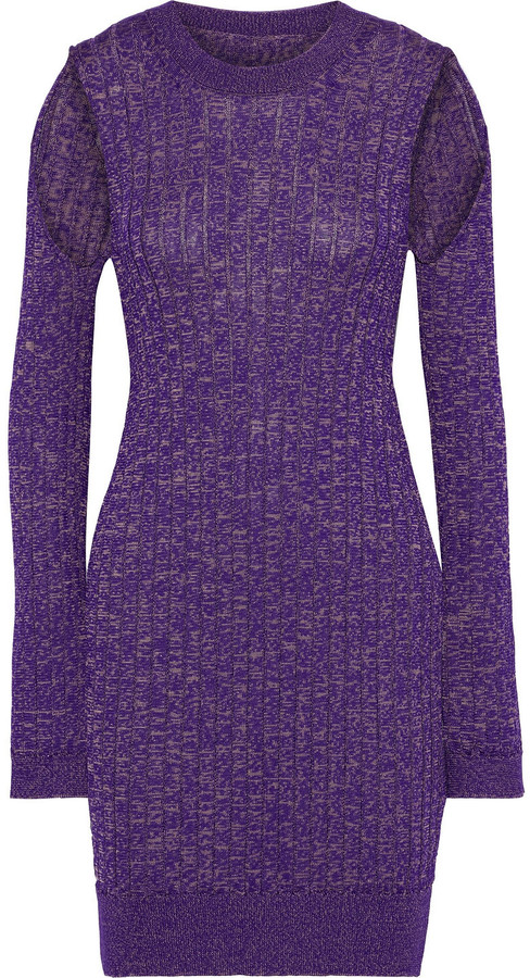 MM6 MAISON MARGIELA Cutout Marled Ribbed-knit Mini Dress - ShopStyle