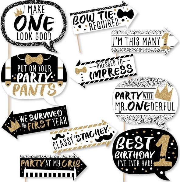 Big Dot of Happiness Funny 1st Birthday Little Mr. Onederful - Boy ...