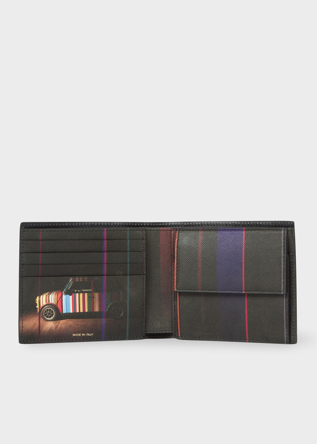 Paul Smith Men's Black Leather 'Mini' Print Interior Billfold And Coin ...
