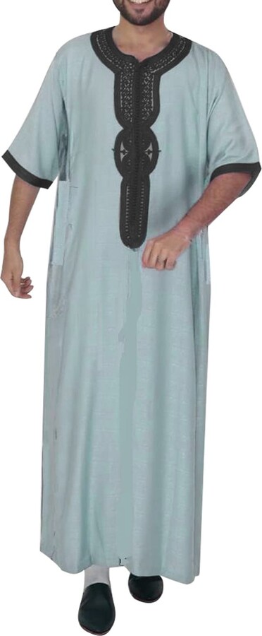 COOFANIN Valentines Day Wrapping Paper Mens Kaftan 4XL Islamic Mens Maxi Dress Muslim Arab ...