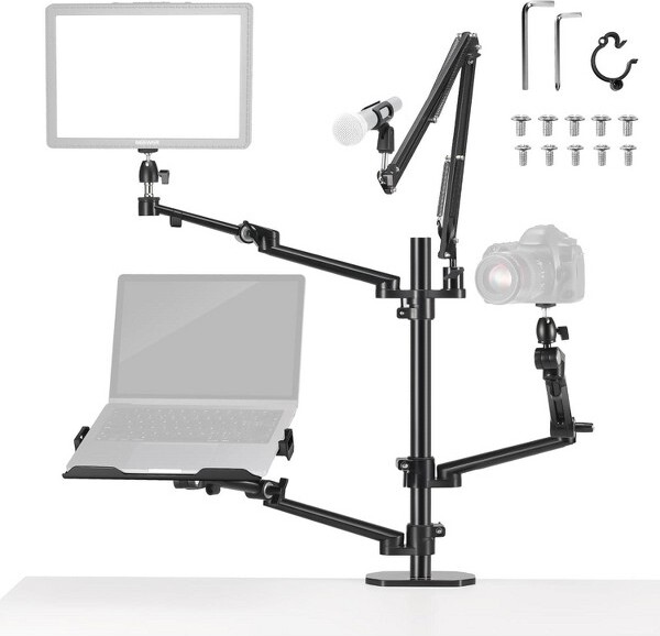 Neewer Overhead Camera Stand Desk Mount Rig with 4 Boom Arms for Live ...