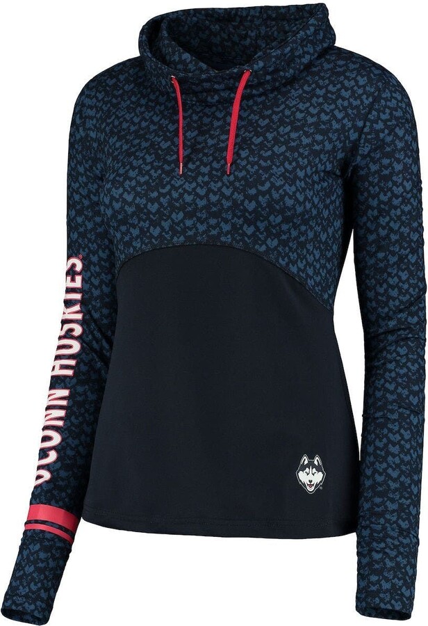 Colosseum Women's Navy UConn Huskies Scaled Cowl Neck Pullover Hoodie ...