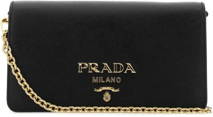 Prada Logo Plaque Chain Clutch Bag - ShopStyle