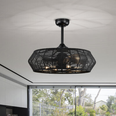 Warehouse of Tiffany Akasha 28 Inch Rattan Rope Ceiling Fan 6 Light ...