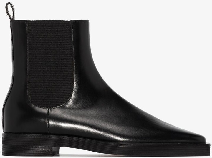 Totême Black Square Toe Leather Chelsea Boots - ShopStyle