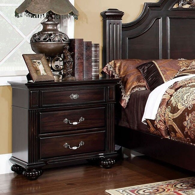 IGEMAN Modern Nightstand Traditional Solid Wood 3-Drawers Ball Bearing ...