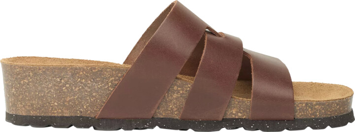 Celtic & Co. Leather Triple Strap Low Wedge Mule Sandals - ShopStyle