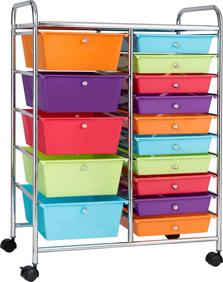 Costway 15 Drawer Rolling Storage Cart Storage Rolling Carts Drawers ...