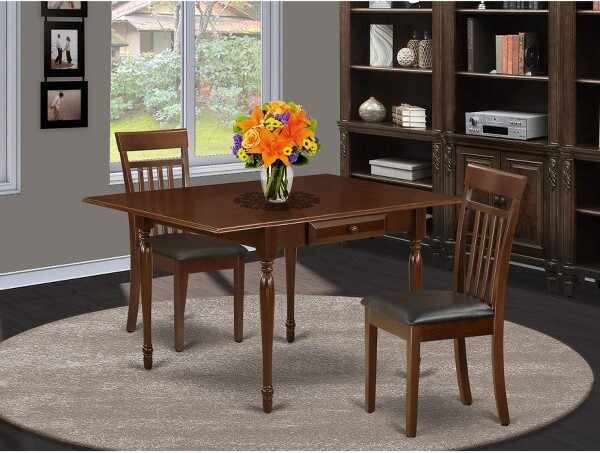 East West Furniture 3 Pc Kitchen Table set - Robust Two 9-Inch Drop ...