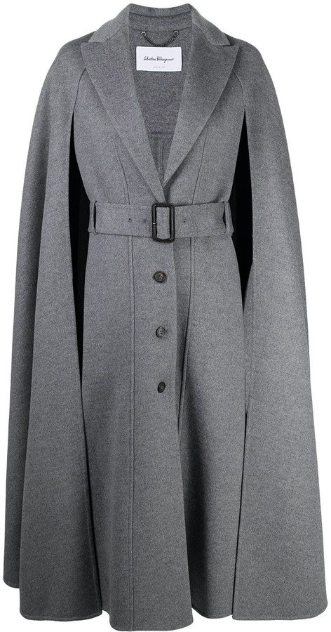 Ferragamo Cape-Detail Belted Coat - ShopStyle Capes