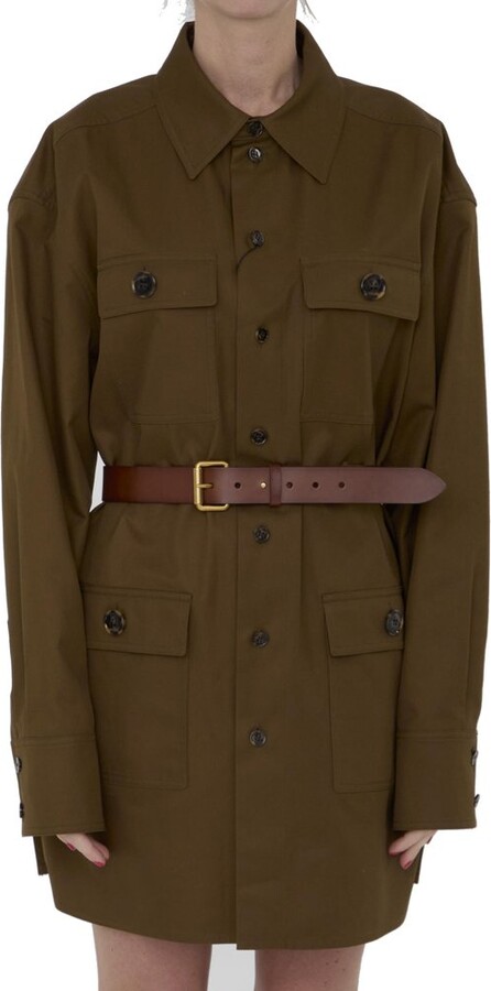 Saint Laurent Saharienne Buttoned Belted Shirt - ShopStyle Tops