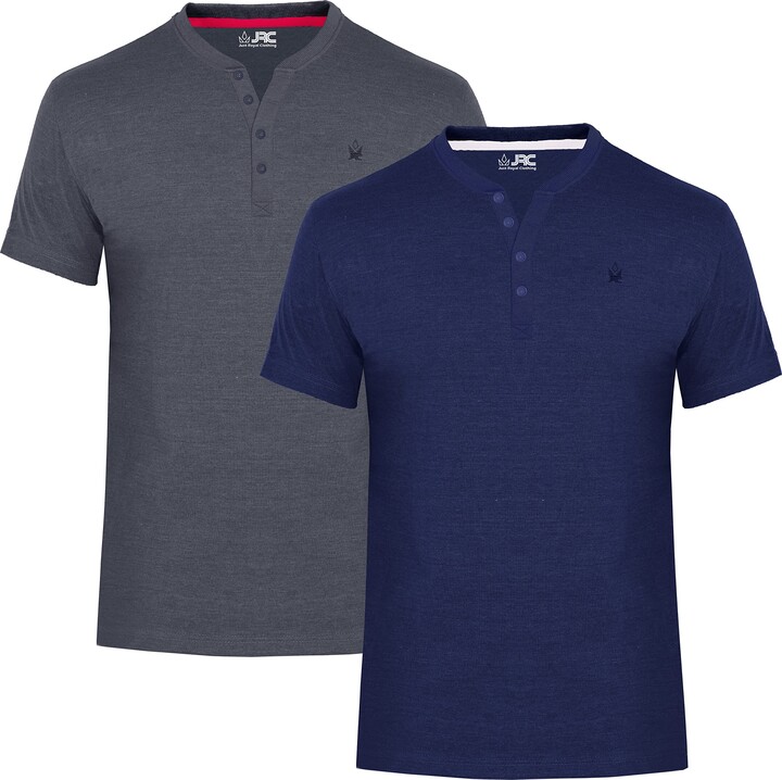 JRC Just Royal Clothing 2 Pack Mens Short Sleeve Henley T-Shirts ...