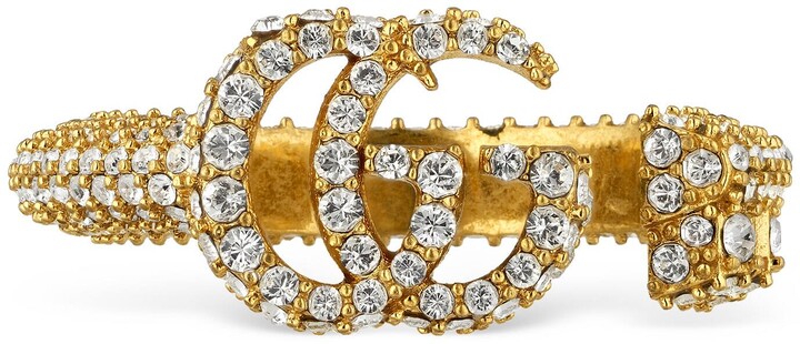 Gucci Double G key ring with crystals - ShopStyle