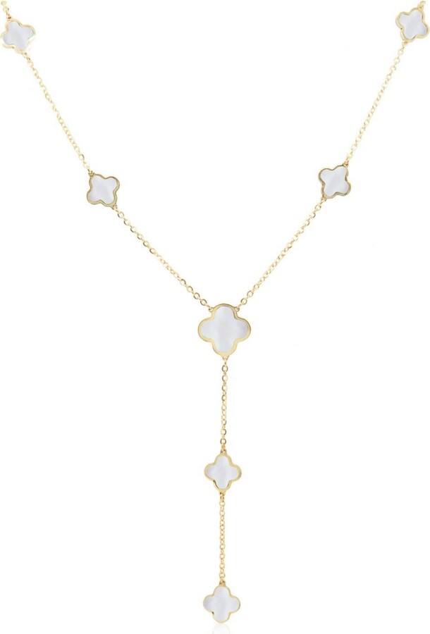The Lovery Mother of Pearl Clover Station Lariat Necklace - ShopStyle