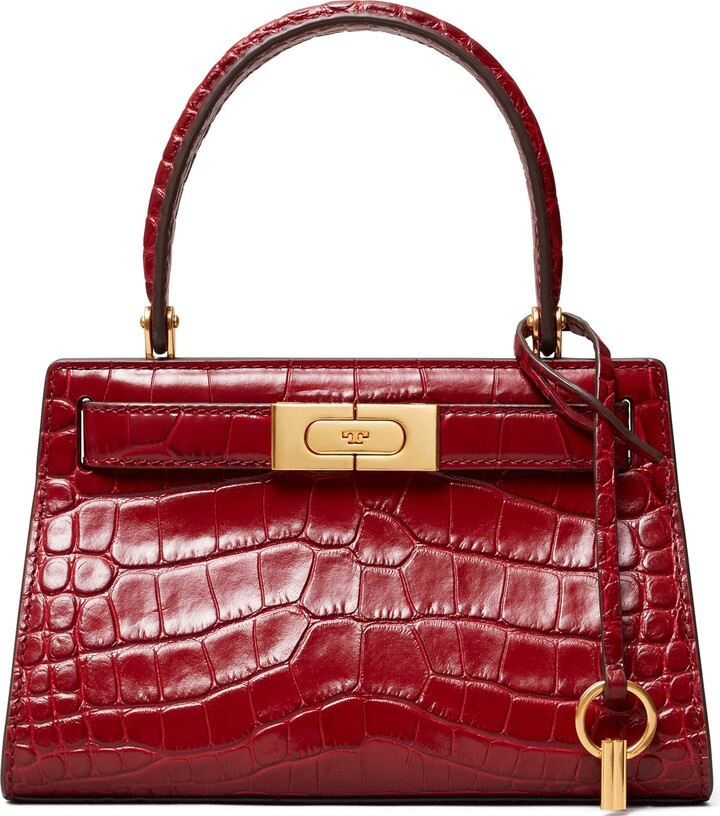 Tory Burch Mini Lee Radziwill Croc Embossed Leather Satchel - ShopStyle