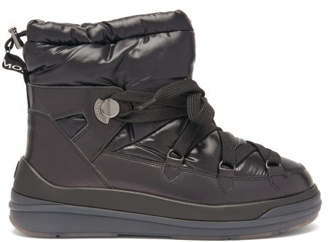 Moncler Florine Technical-shell And Leather Boots - Black - ShopStyle