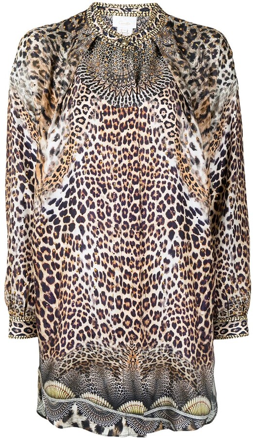 Camilla Leopard-Print Long-Sleeve Silk Shirt - ShopStyle