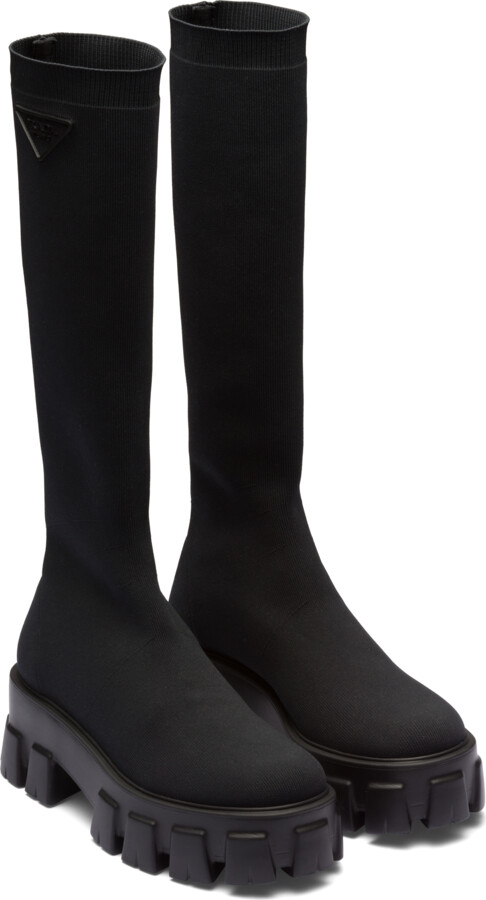 Prada Monolith Knit Boots - ShopStyle