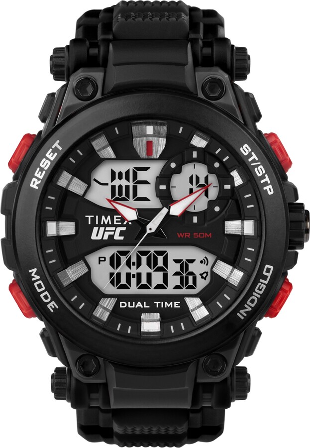 Timex Ufc Men's Quartz Impact Resin Black Watch, 50mm - ShopStyle