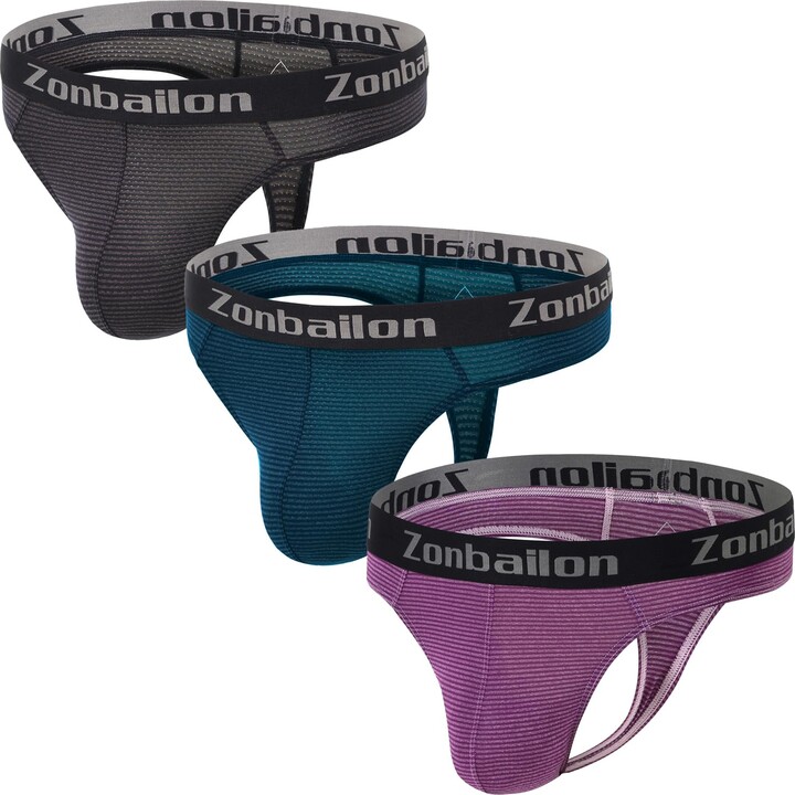 ZAIGGUT Mens Thongs Sexy G String Enhancing Pouch Underwear Stretch T ...