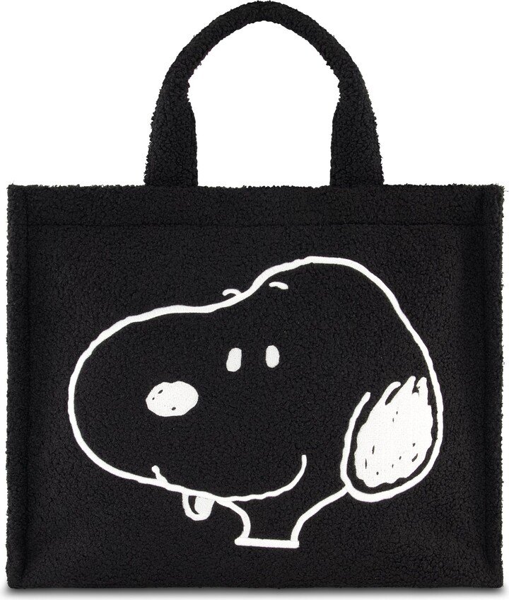 Peanuts Snoopy Black Sherpa Tote Bag with Trolley Strap - ShopStyle