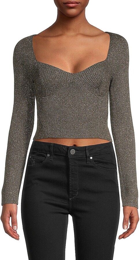 Saks Fifth Avenue Cerro Metallic Sweater Top - ShopStyle