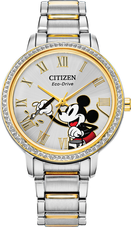 Zales Ladies' Citizen Eco-Drive® Mickey Mouse Painter Crystal Accent ...