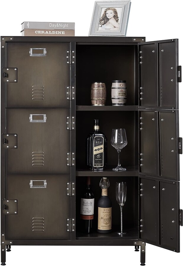 EPOWP Metal Locker Storage Cabinet, Steel Retro Cabinets with 6 ...