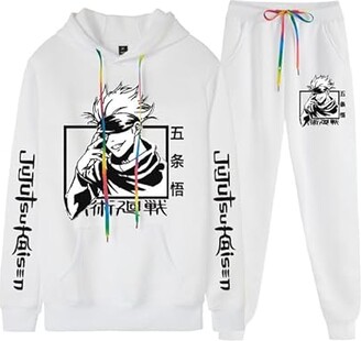 HongwenStore Anime Jujutsu Kaisen Hoodies Pants Two Piece Set Gojo ...
