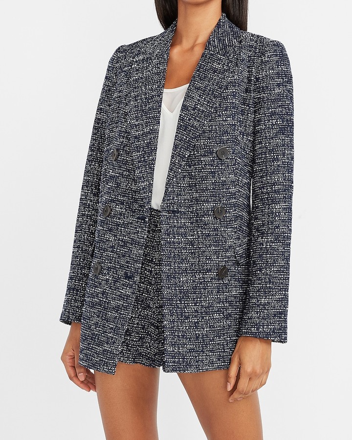 Express Double Breasted Boucle Blazer - ShopStyle